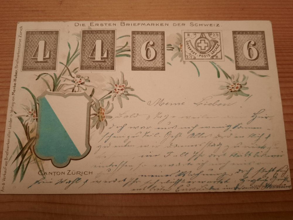 AK die Ersten Briefmarken der Schweiz gelaufen 1901 gem.Bild | Kaufen auf Ricardo