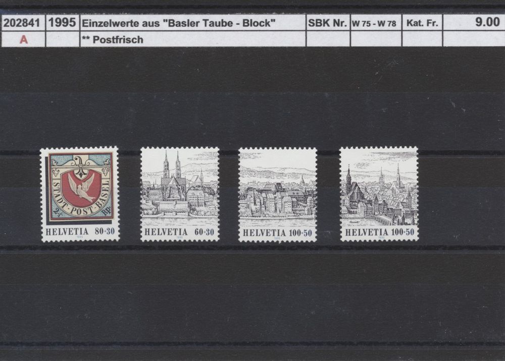 1995 Einzelwerte aus "Basler Taube - Block" (Neu (gemäss Beschreibung)) in Winterthur für CHF 4. ...