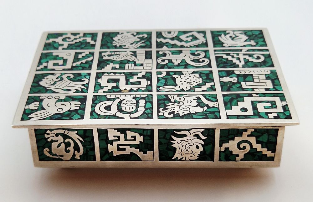 Boîte Aztèque en Argent 925 et malachite des années 80 (D'occasion) à ...