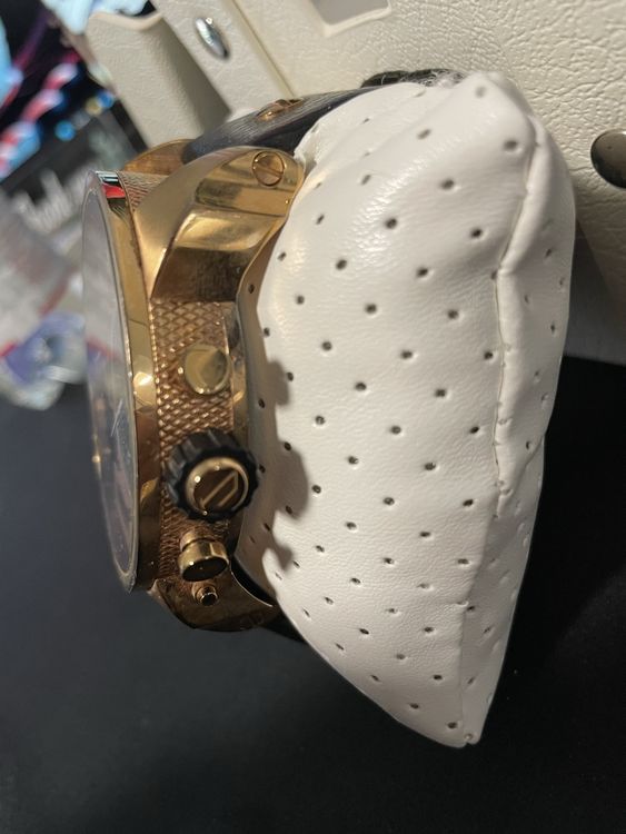 Diesel Big Daddy Gold & Black Dial Black Leather Strap (Gebraucht) in ...