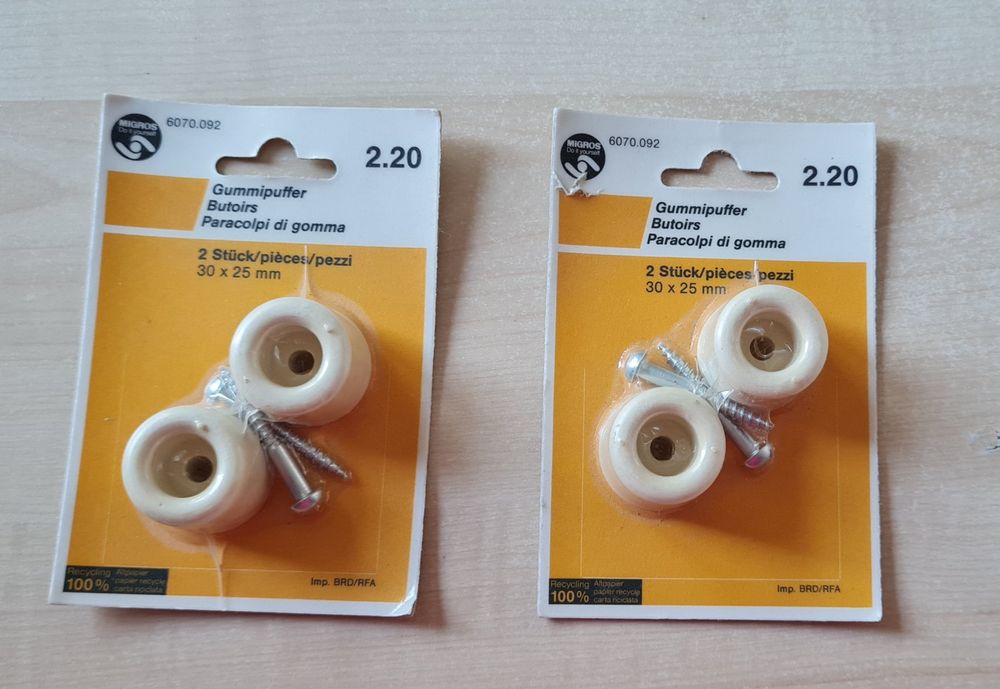 4 Türpuffer Gummi weiss mit Schrauben 30 x 25 mm (Neu und ...
