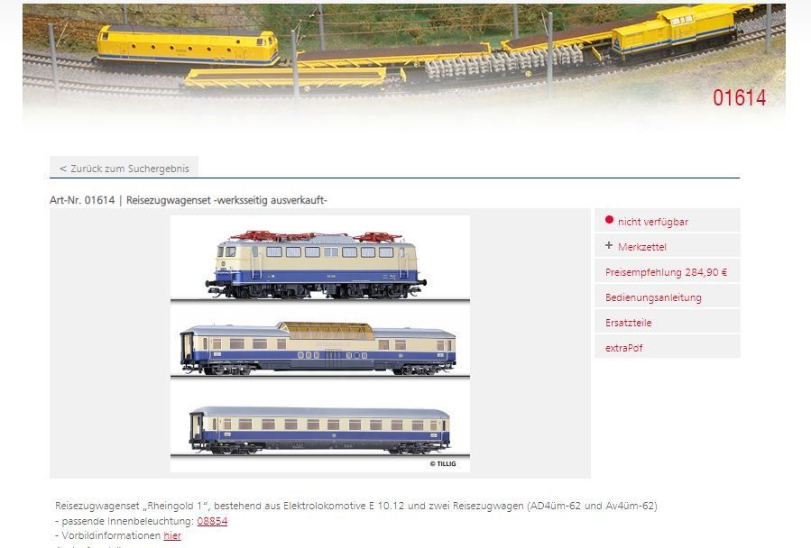 Rheingold 3 Set / TILLIG BAHN Spur TT (Neu und originalverpackt) in ...