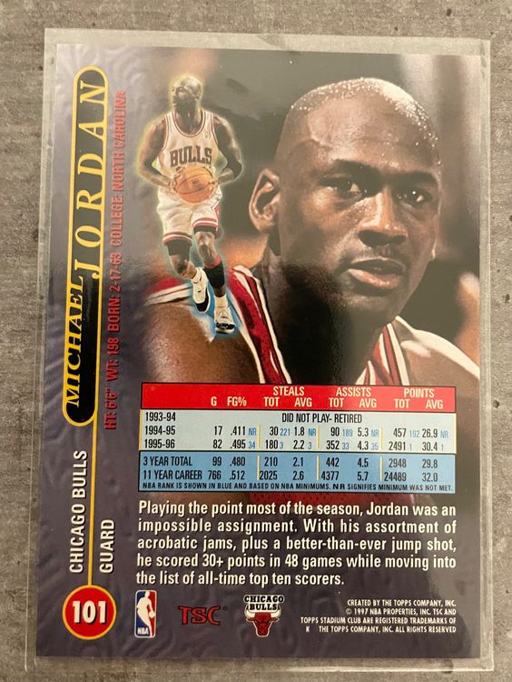 NBA Michael Jordan Topps Stadium Club 96/97 Card | Kaufen auf Ricardo