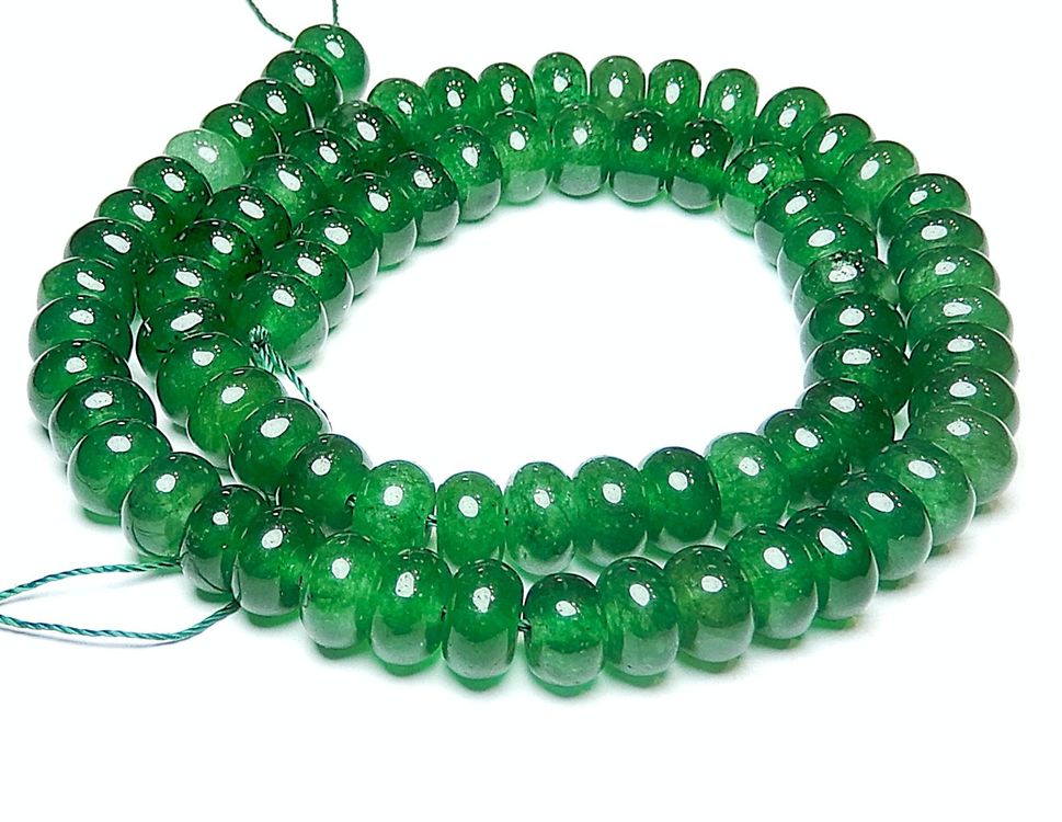 1 Strang echte schöne dunkle Smaragd Rondellen Perlen 8x5 mm (Neu ...