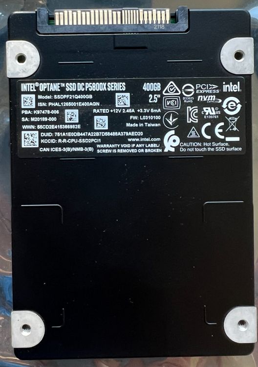 Intel Optane™ P5800X (400 GB) U.2 SSD (Gebraucht) in Dübendorf für CHF 301 – mit Lieferung auf ...