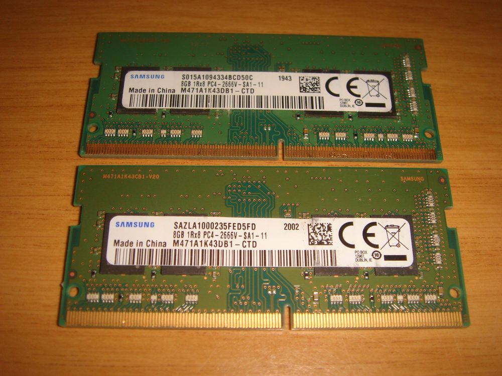 2 stück 8gb ddr4 2666 RAM für Laptop. Samsung. Getestet. (Gebraucht) in ...