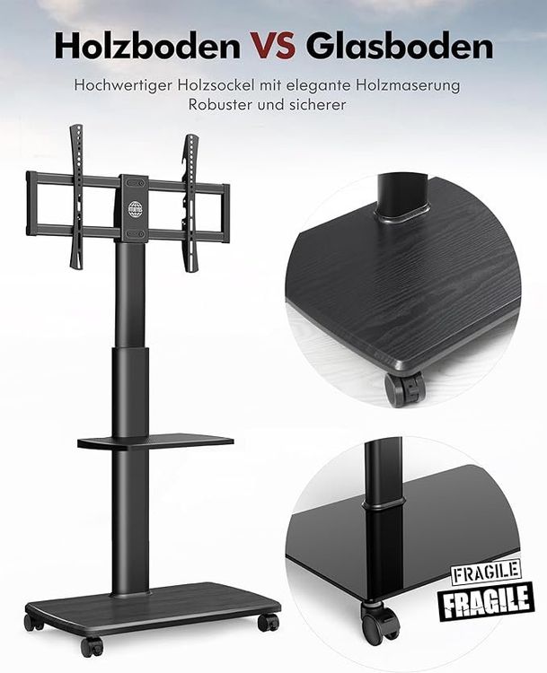 Universal TV Ständer Rollen 32-65 Zoll Fernseher 2 Ablagen (Neu und ...