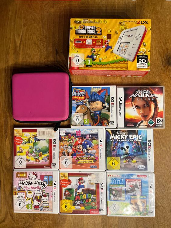 Nintendo 2DS Mario + 8 Spiele Yoshis Island Sonic 3ds Kitty (Gebraucht ...