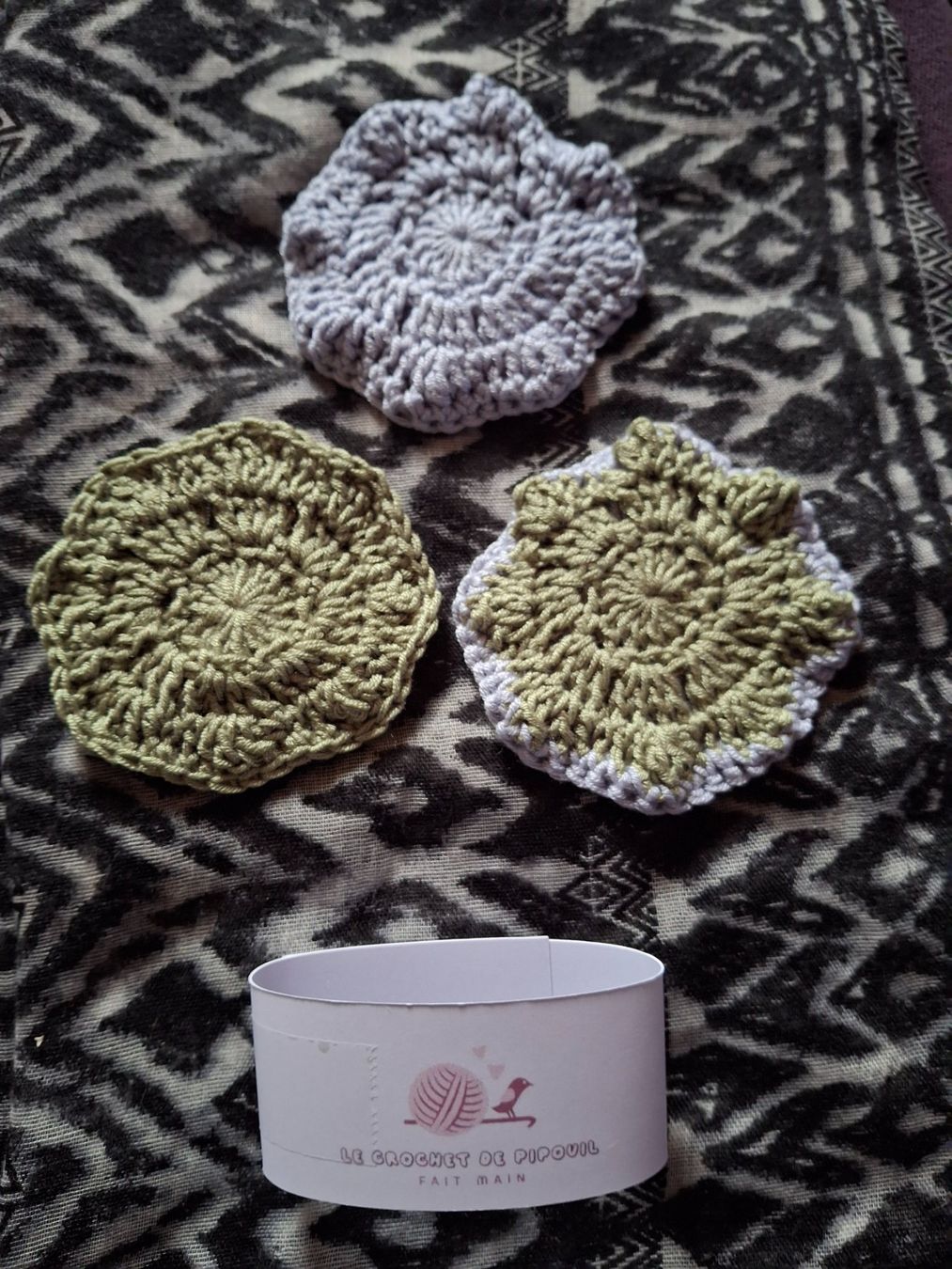 Disque démaquillant doublé crochet (3) 100% fibres de bambou (Neuf ...