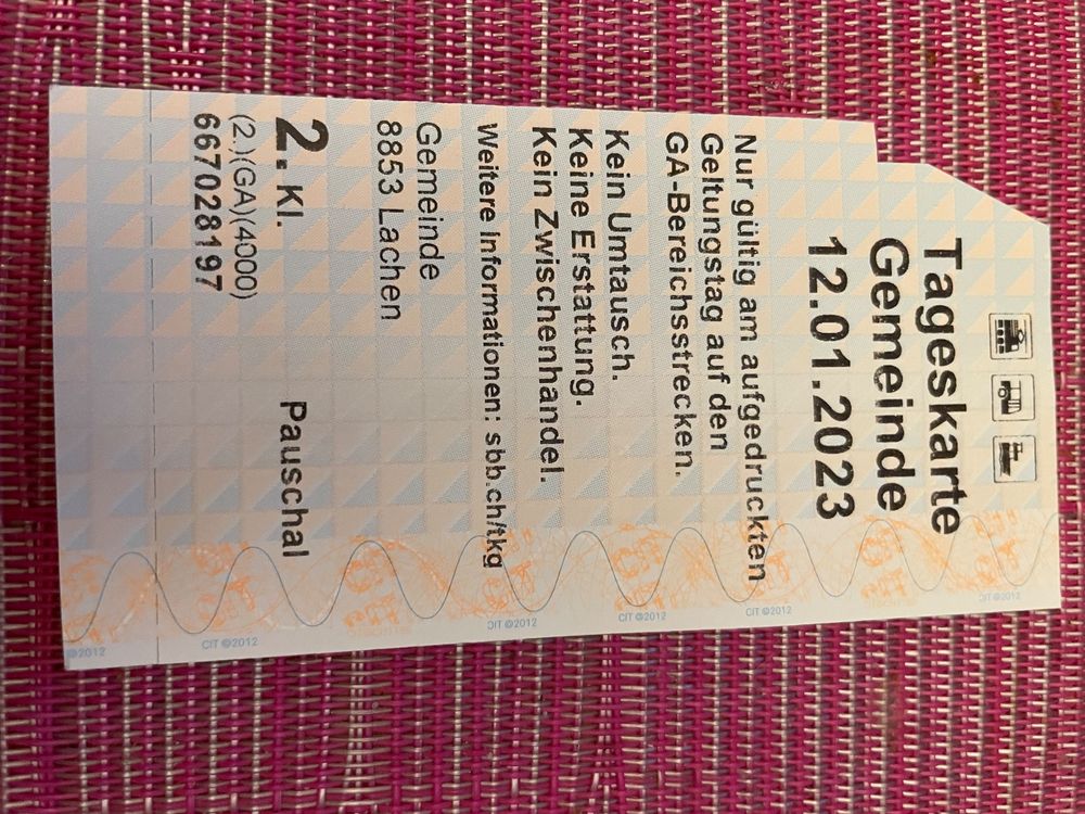 Tageskarte 12.01.2023 (Neu (gemäss Beschreibung)) in Lachen SZ für CHF 38 – mit Lieferung auf ...