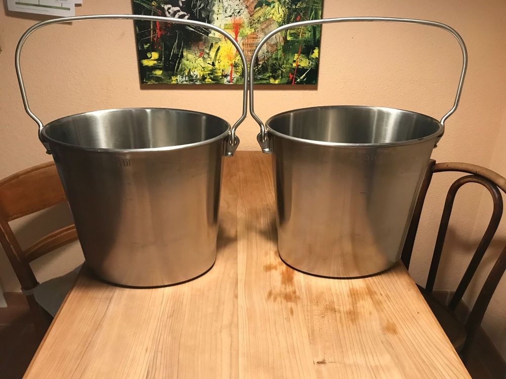 2 X15 L Chromstahl Eimer CH Armee | Kaufen auf Ricardo