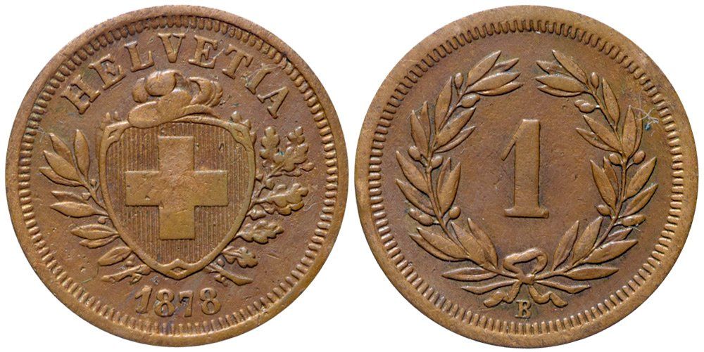 Suisse 1 Cent. 1878 b AE 003 (Gebraucht) in Chiasso für CHF 50 – mit ...
