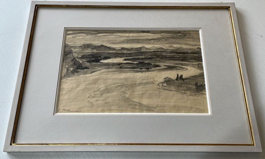 Zeichnung Fluss-Landschaft, signiert Else Brauneis (ID M148) (Gebraucht) in Gelterfingen für CHF ...