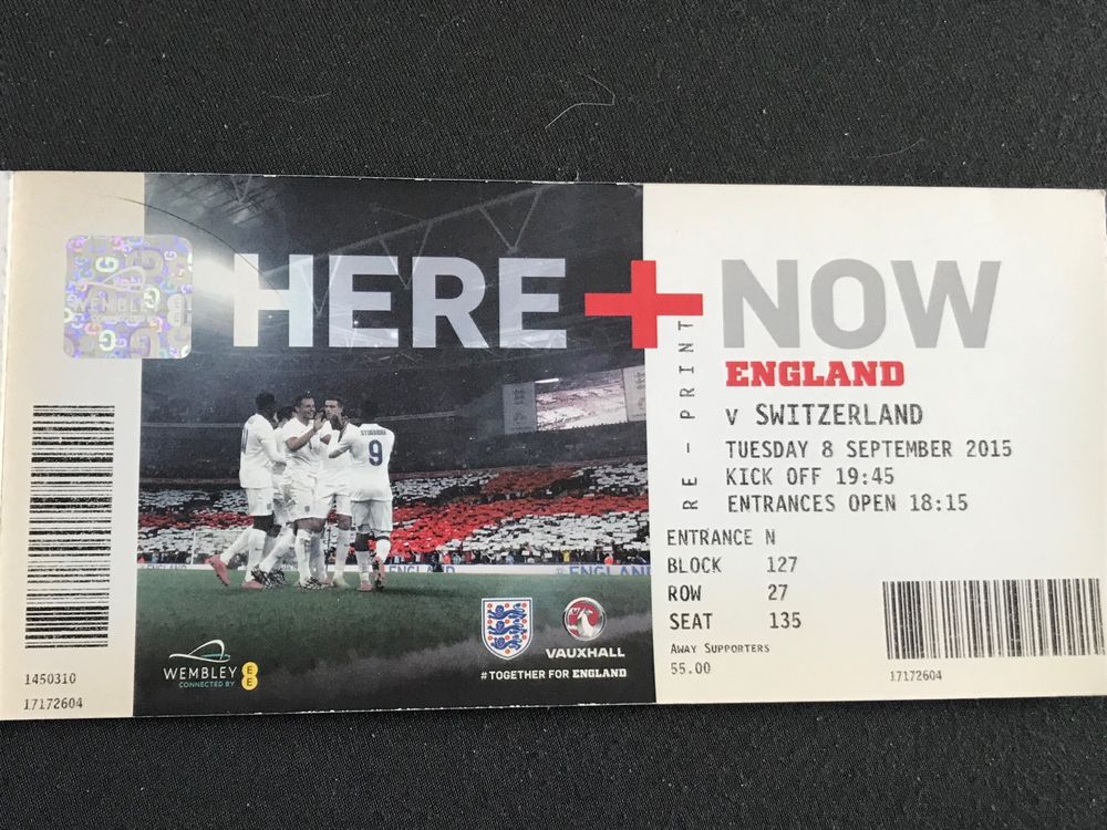 Ticket ENGLAND-SCHWEIZ 2015 Wembley (Gebraucht) in Wetzikon ZH für CHF ...