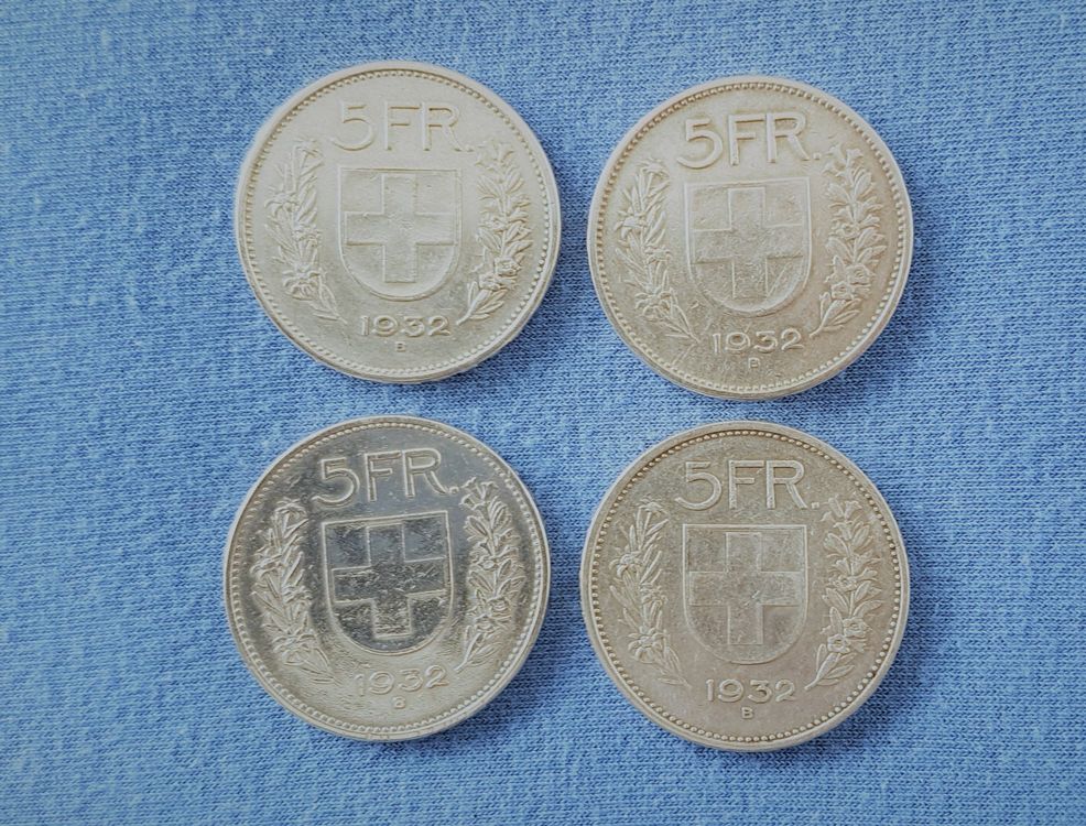 4 x 5 Franken Silbermünzen Jahrgang 1932 ab nur 1 Franken !! (Gebraucht) in Camignolo für CHF 32 ...