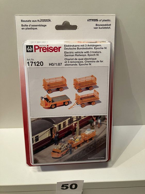 preiser 17120 elektrokarre mit 3 anhänger, bausatz (Neu und ...
