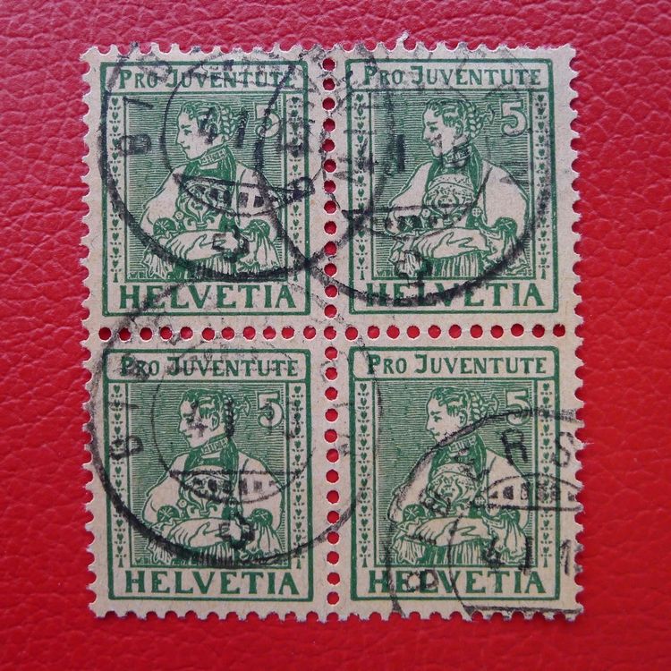 1917: Pro Juventute (J8) Viererblock. BIBERSTEIN, SBK: 500.- (Gebraucht) in Sursee für CHF 65 ...