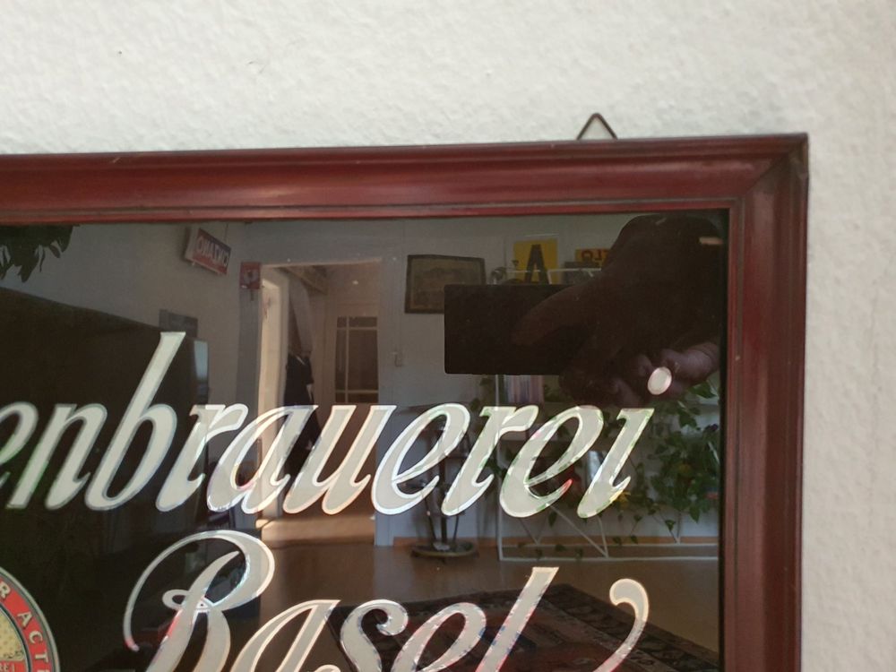 Altes Hinterglas Schild Actienbrauerei Basel Werbeschild Rar (Gebraucht ...