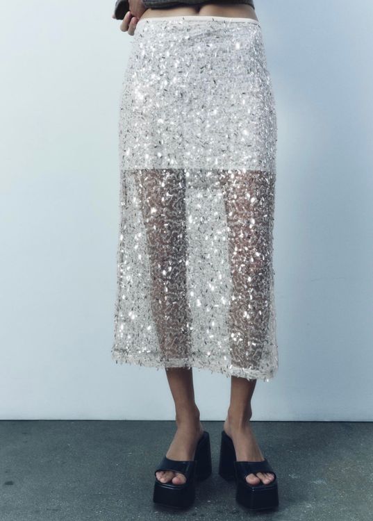 Festlicher Rock mit Pailletten von Zara, Grösse M (Neu (gemäss ...