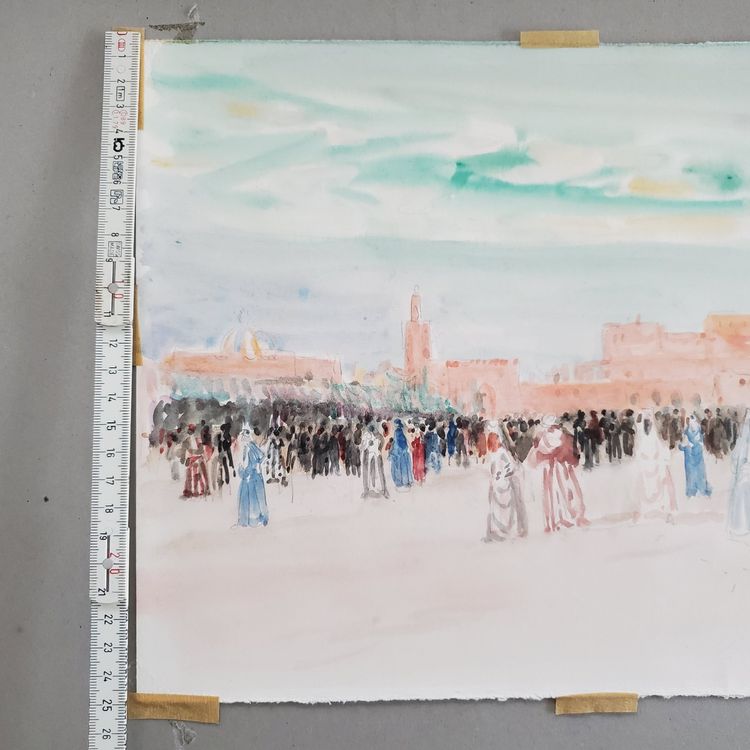 LEONHARD MEISSER Chur original Aquarell Marokko Bild Nr. 22 | Kaufen ...
