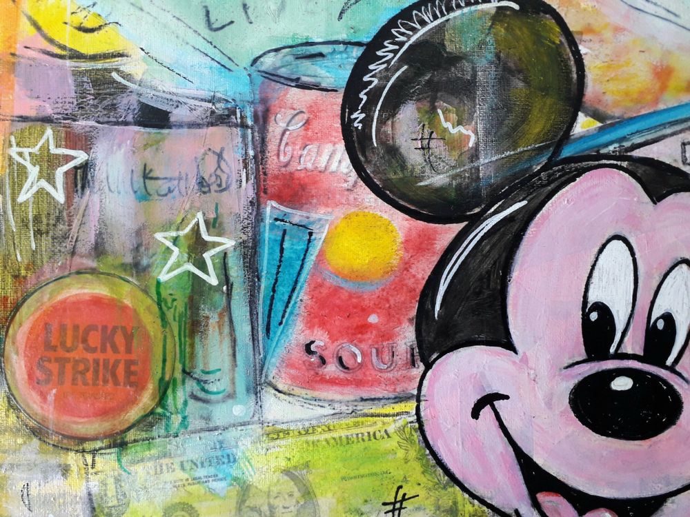 Gemälde Pop Art Mickey Mouse Original/Unikat auf Leinwand (Neuf avec emballage d'origine) à ...