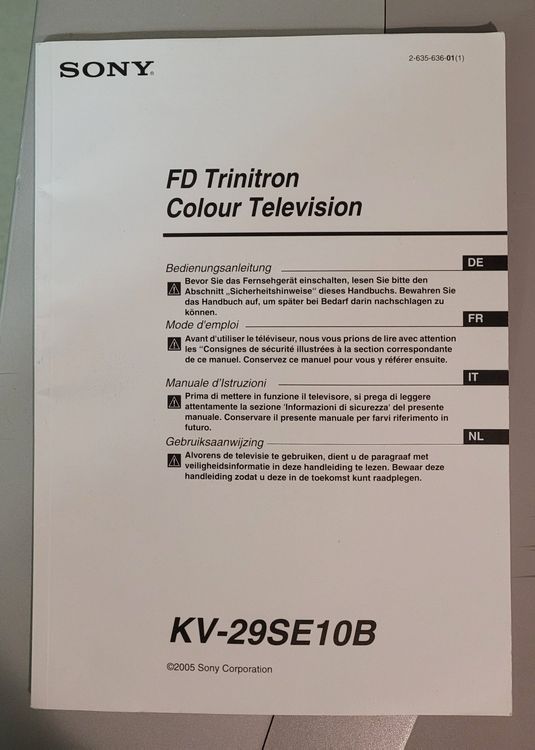 Sony FD Trinitron Colour Television KV-29SE10B (Gebraucht) in für CHF ...