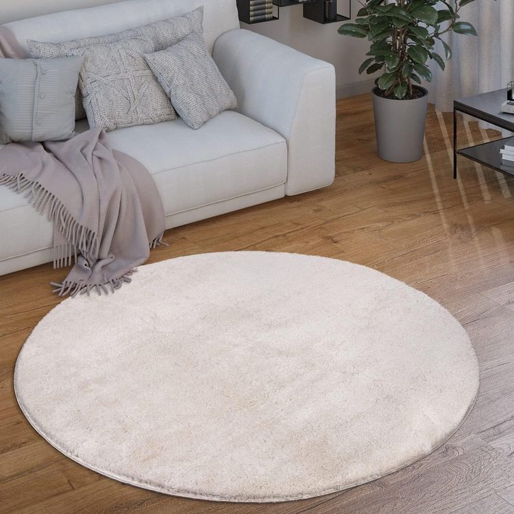 ab 1.-!! XXL 200 cm rund Teppich Super Soft CREME NEU | Kaufen auf Ricardo