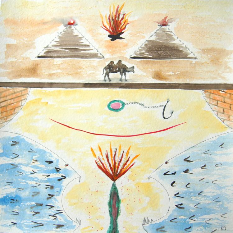 Aquarell: The fire (Neu (gemäss Beschreibung)) in Fribourg für CHF 8 – mit Lieferung auf Ricardo ...