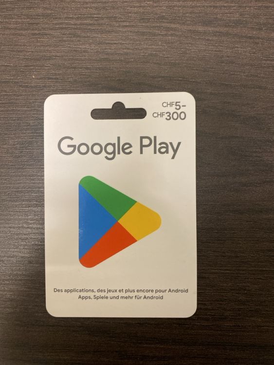 Google Play Karte CHF 100.- (Neu und originalverpackt) in Basel für CHF 89 – mit Lieferung auf ...