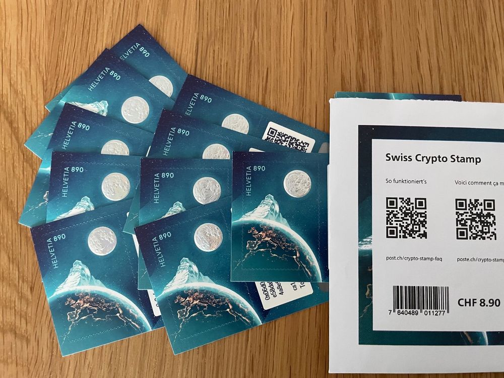 10x Swiss Crypto Stamps 1.0 (ID:1; ID:2 und ID:4) (Neu (gemäss ...