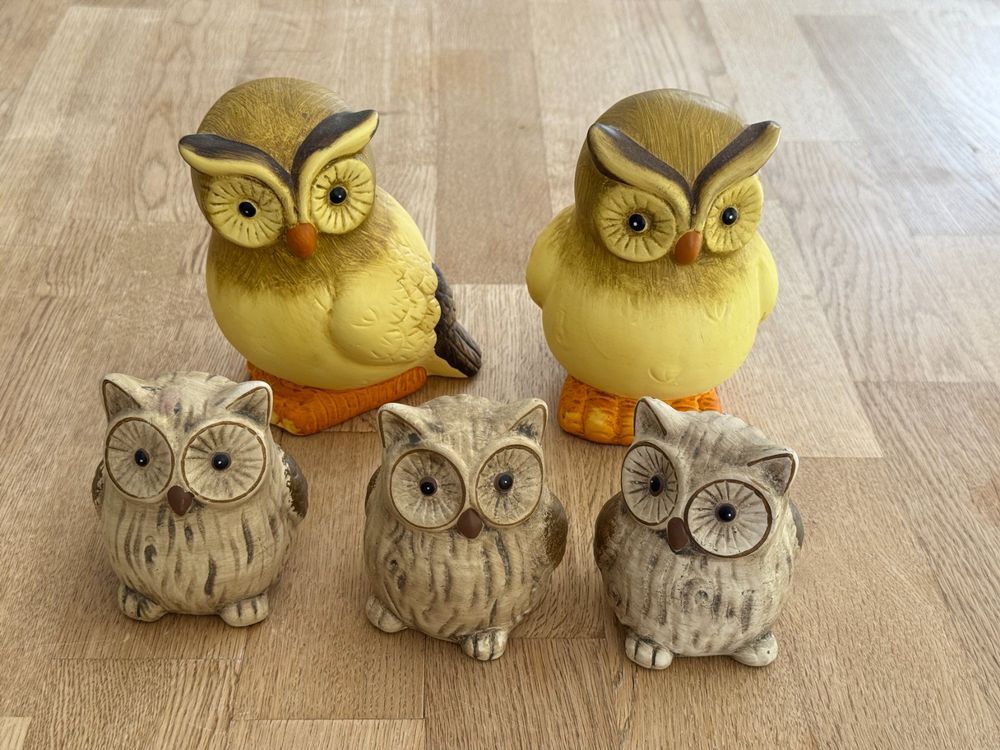 Set mit 5 Deko-Eulen aus Keramik: Eulen (Gebraucht) in Fällanden für ...
