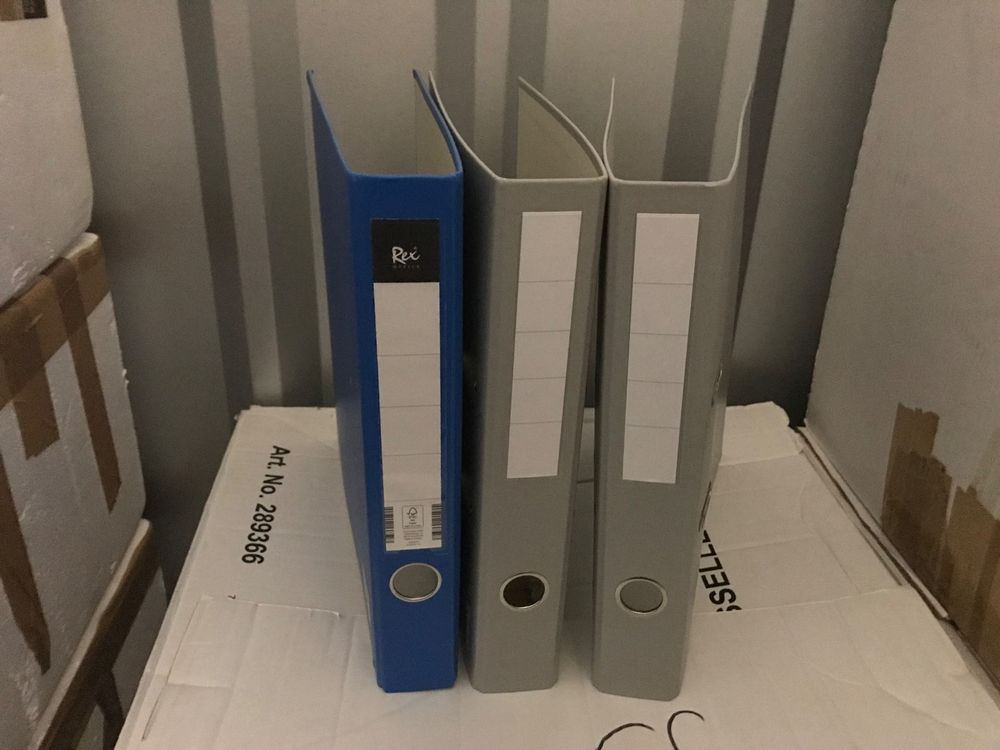 Haushalt Büro Büromaterial 3 schmale Ordner blau grau NEU (Neu (gemäss ...
