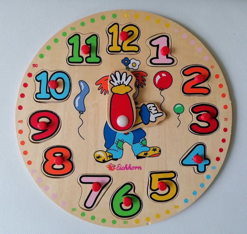 2x Holz Puzzle - GOKI Alphabet & EICHHORN Uhr Puzzle (Gebraucht) in ...