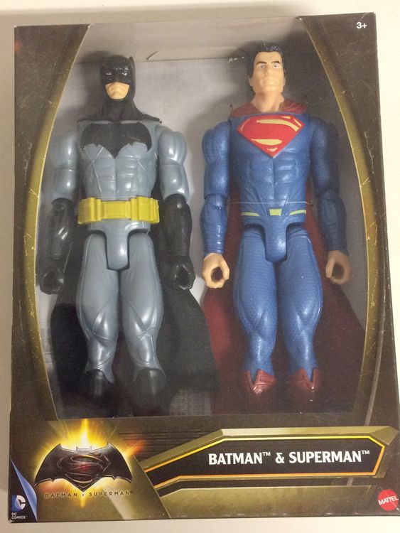 BATMAN & SUPERMAN 30 cm 2X ACTION FIGURES mattel DLN3 new (Neu und ...