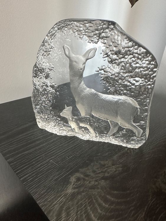 Mats Jonasson Crystal Glas Skulptur Reh mit Kitz signiert | Kaufen auf ...