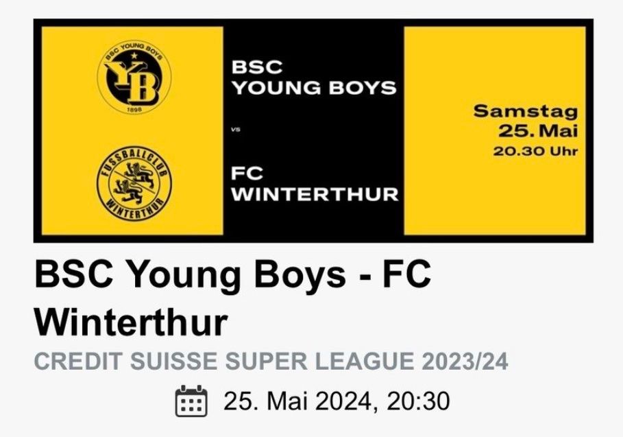 2 Tickets Sektor D YB-Winterthur 25.5.2024 (Neu und originalverpackt ...