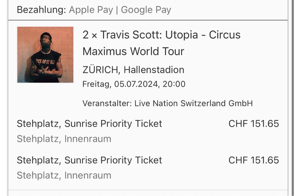 2x Travis Scott Tickets Stehplätze! (Neu und originalverpackt) in ...