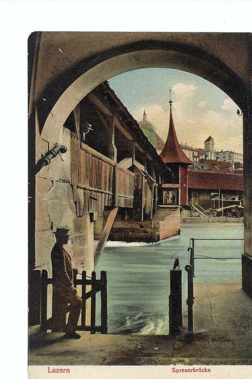 LUZERN Spreuerbrücke mit Mann; R. Goetz Photograph Luzern | Kaufen auf Ricardo