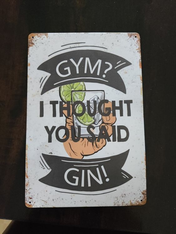 Blechschild Gym Gin | Kaufen auf Ricardo