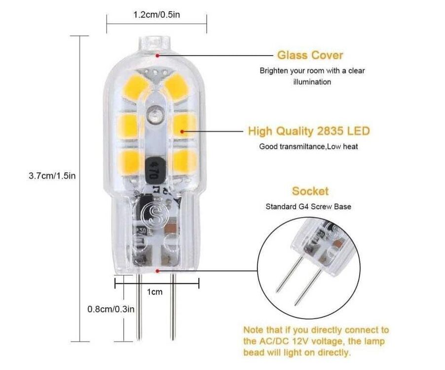 G4 LED GlüHlampe 2w 12v 10 Stücke Warmweiß 3000k 130 lm (Neu (gemäss ...