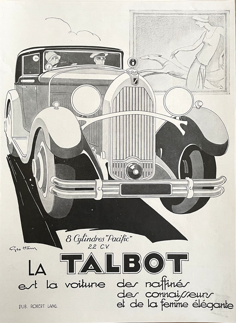 Talbot Cars Art Deco - Alte Werbung / Ancienne publicité1930 (Gebraucht ...