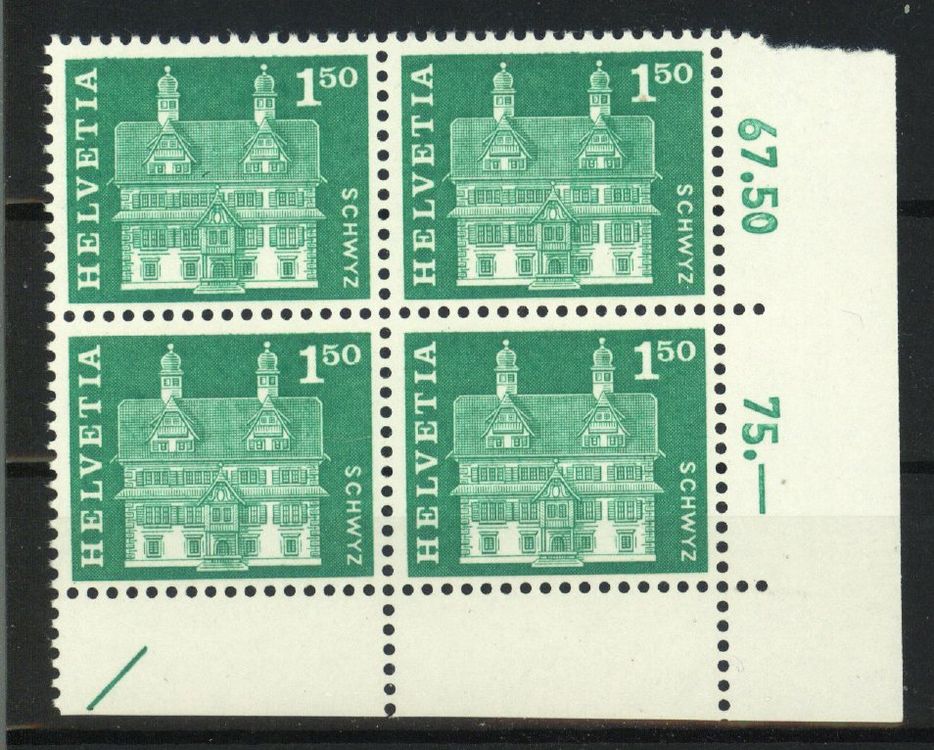 1960–1968, Baudenkmäler, Viererblock, weisses Papier ** (Gebraucht) in Willisau für CHF 8.8 ...