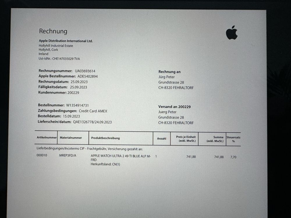 Apple Watch Ultra 2, 49mm Titanium Blue Alpin Loop M (Gebraucht) in Fehraltorf für CHF 649 – mit ...