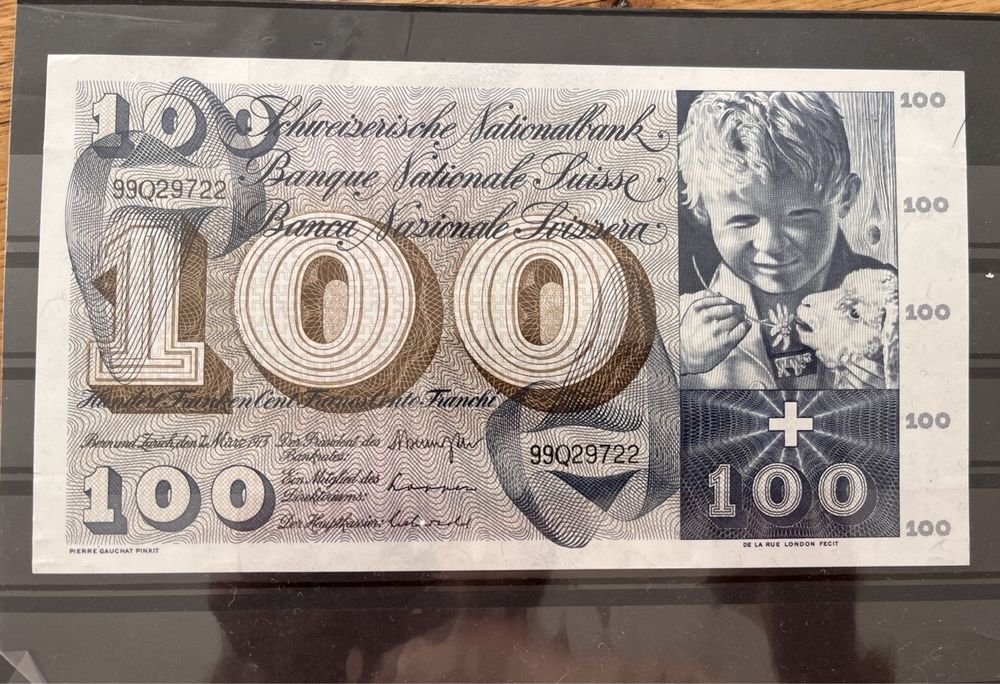 Historische 100 Franken Banknote, Schweiz 🇨🇭 1973 (Neu (gemäss ...