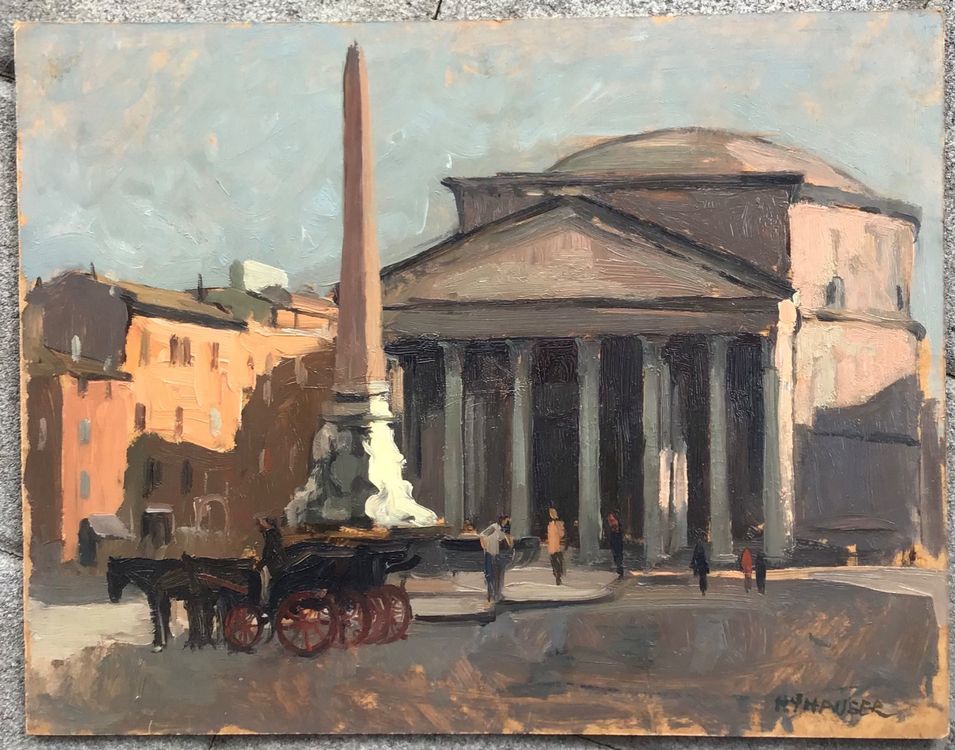 Renée Yolande HAUSER (1919-2008) Roma Pantheon Gem. Signiert | Kaufen ...
