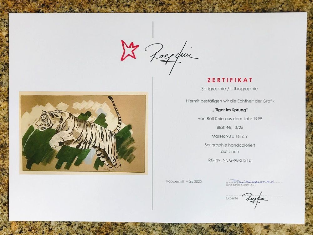 Rolf Knie, Serigraphie auf Leinen (Neu (gemäss Beschreibung)) in Einsiedeln für CHF 5500 – nur ...