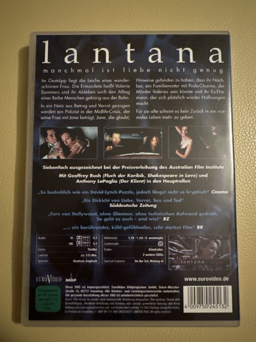 Lantana DVD - Spannender Thriller mit Geoffrey Rush! (Gebraucht) in ...