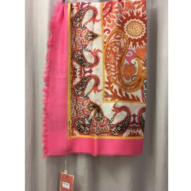 Mala Alisha grosser Schal Puffin’s Bill pink orange weiss (Neu und ...