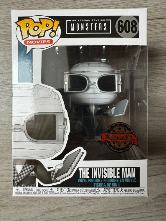 Funko Pop The Invisible Man Special Edition Monsters 608 (Neu und ...