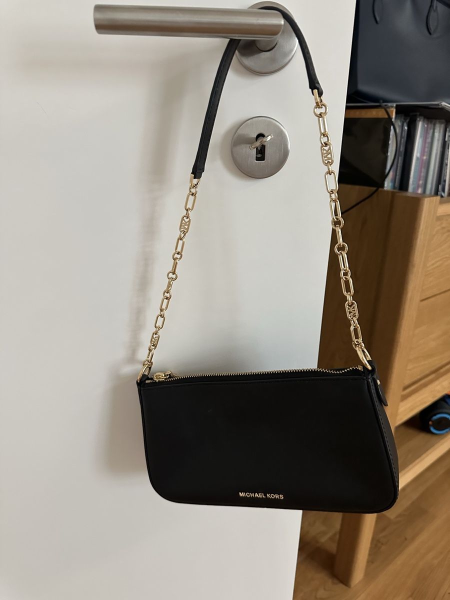 Michael Kors Baguette Bag, Black Leather, Gold Chain 👜 (Gebraucht) in ...